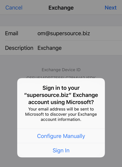 Exchange Configuration for iOS – Supersource/Host 17 Help Desk